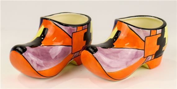 Clarice Cliff | A pair of Art Deco style decorative clogs | MutualArt