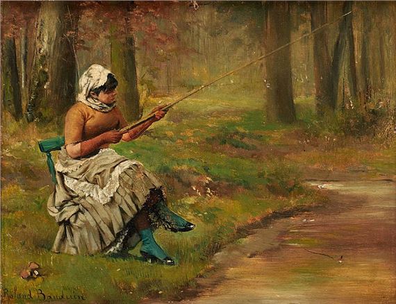 Roland Bauduin | Jeune fille à la pêche. | MutualArt