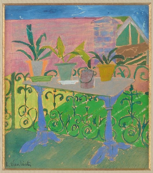 Louis Van Lint | Plantes et table bleue | MutualArt