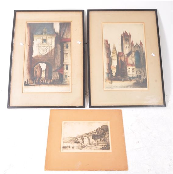 Edward W. Sharland | THREE 20TH CENTURY EDWARD SHARLAND ETCHINGS (20th ...