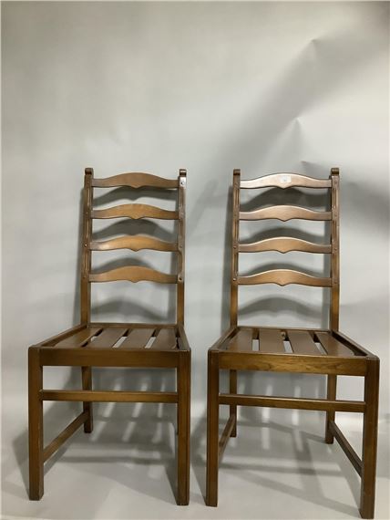 Ercol | A pair of Ercol ladderback dining chairs with slatted seats | MutualArt