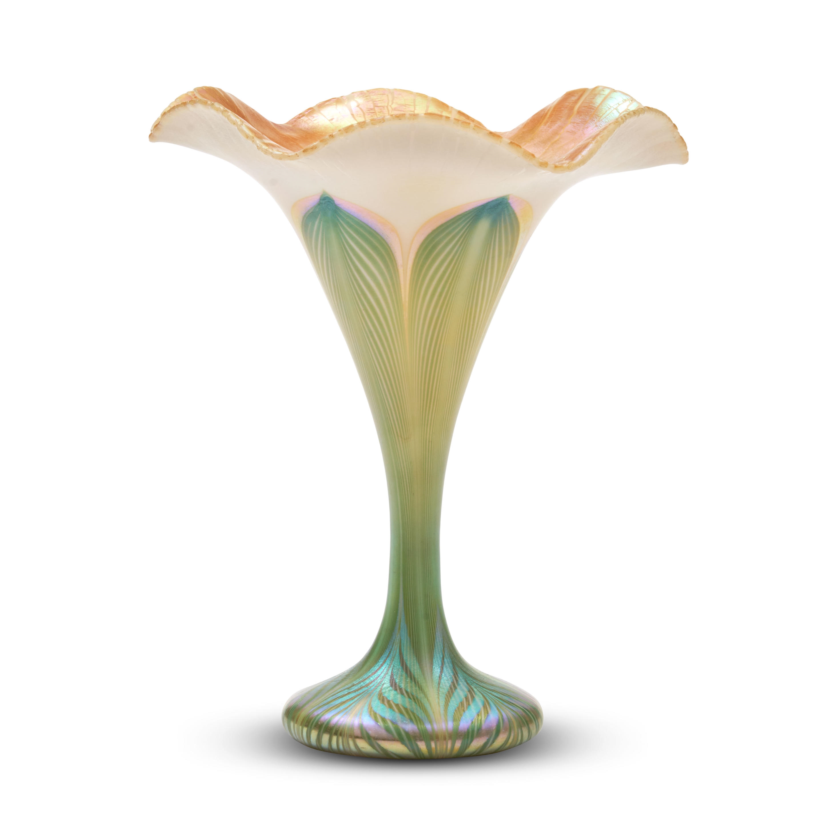 Quezal Art Glass & Decorating Co. | QUEZAL PULLED-FEATHER VASE (1910 ...