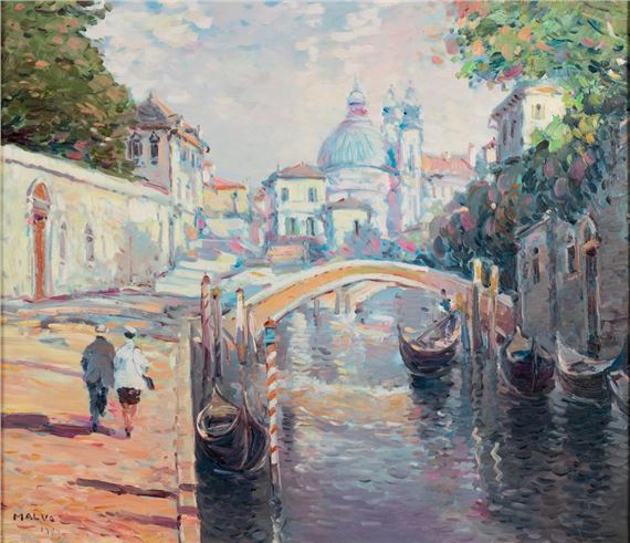 Omar Hamdi Malva | View of Venice looking down a canal | MutualArt