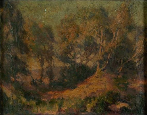 Kirkpatrick | Abstract tree filled landscape with thick impasto | MutualArt