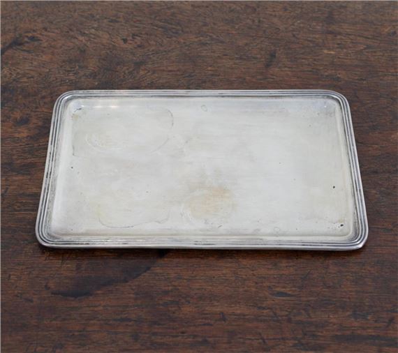 Silver | A Spanish silver rectangular tray with reeded border. 24 x ...
