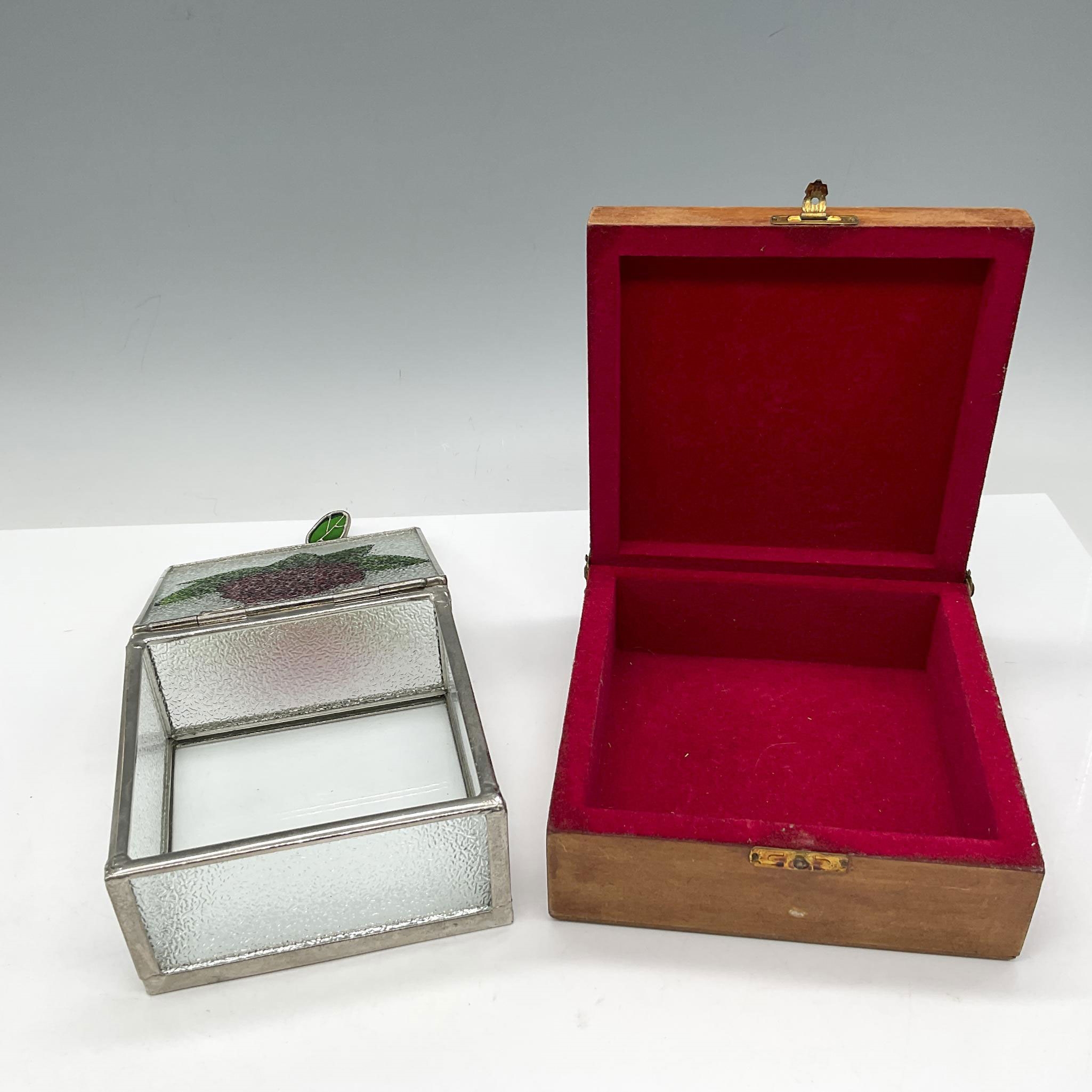 Jewelry | 2pc Decorative Textured Glass and Wooden Vanity Boxes (20th ...