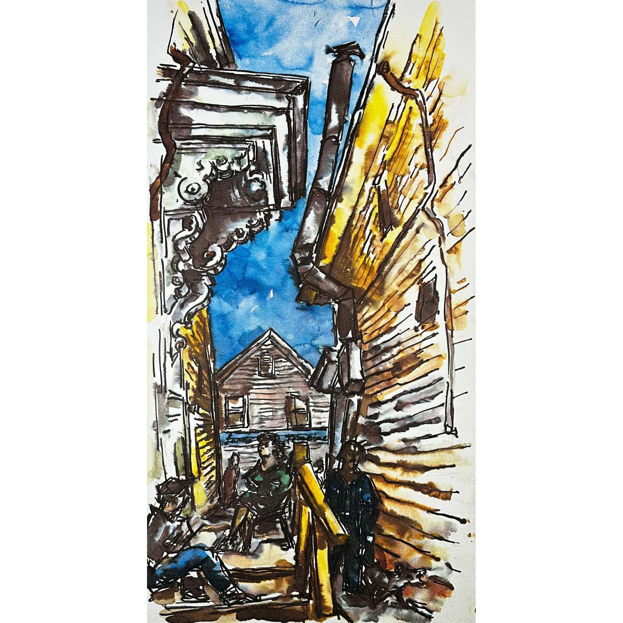 Chaim Gross | New England Street Scene | MutualArt