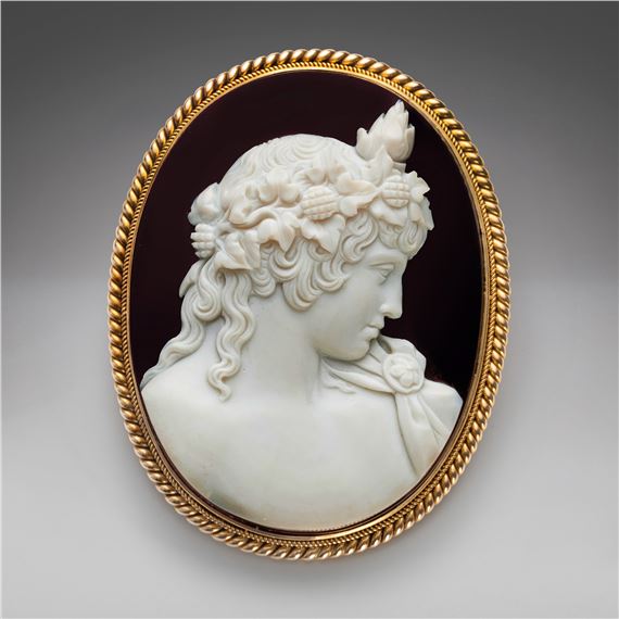 Antonio Vergé | Cameo with the Braschi Antinous (1869) | MutualArt