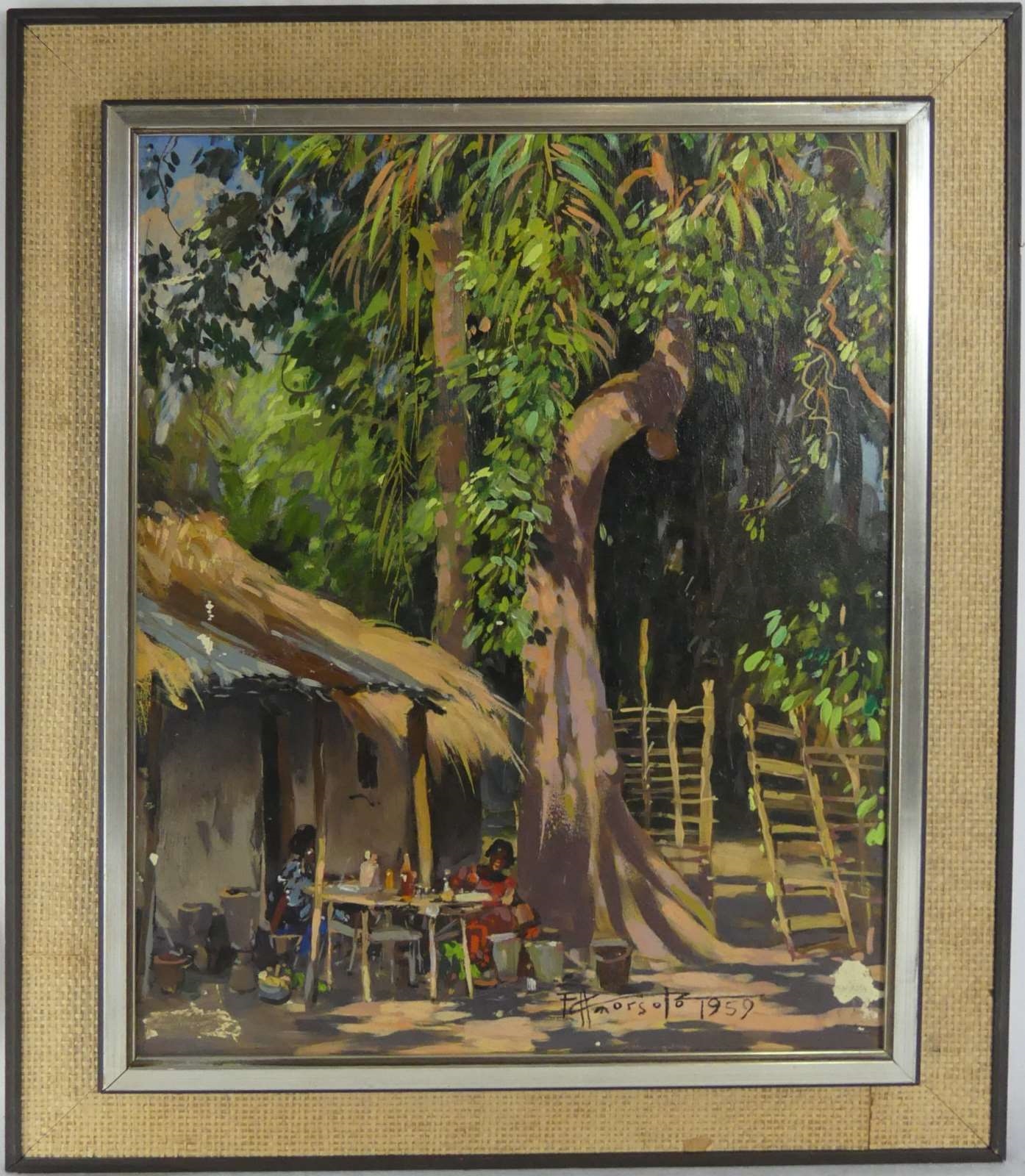 Fernando Amorsolo | Filipino oil painting on board depicting women ...