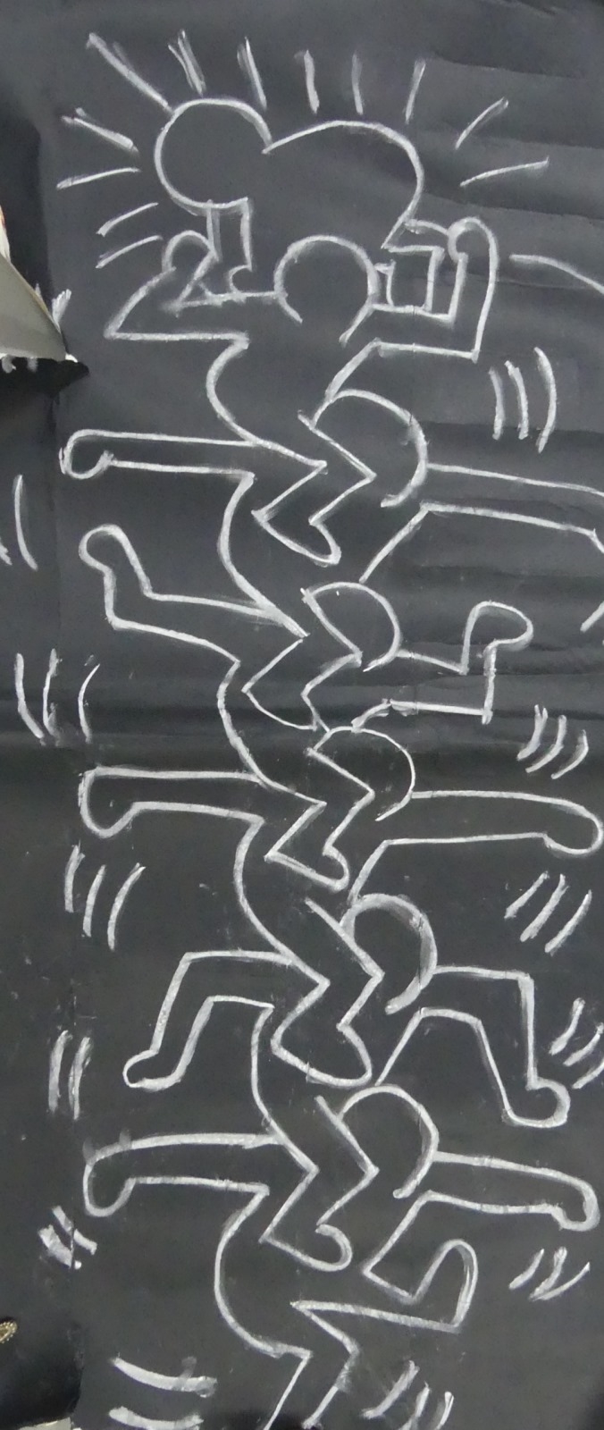 Keith Haring | Subway Series chalk drawing on black paper attributed to ...