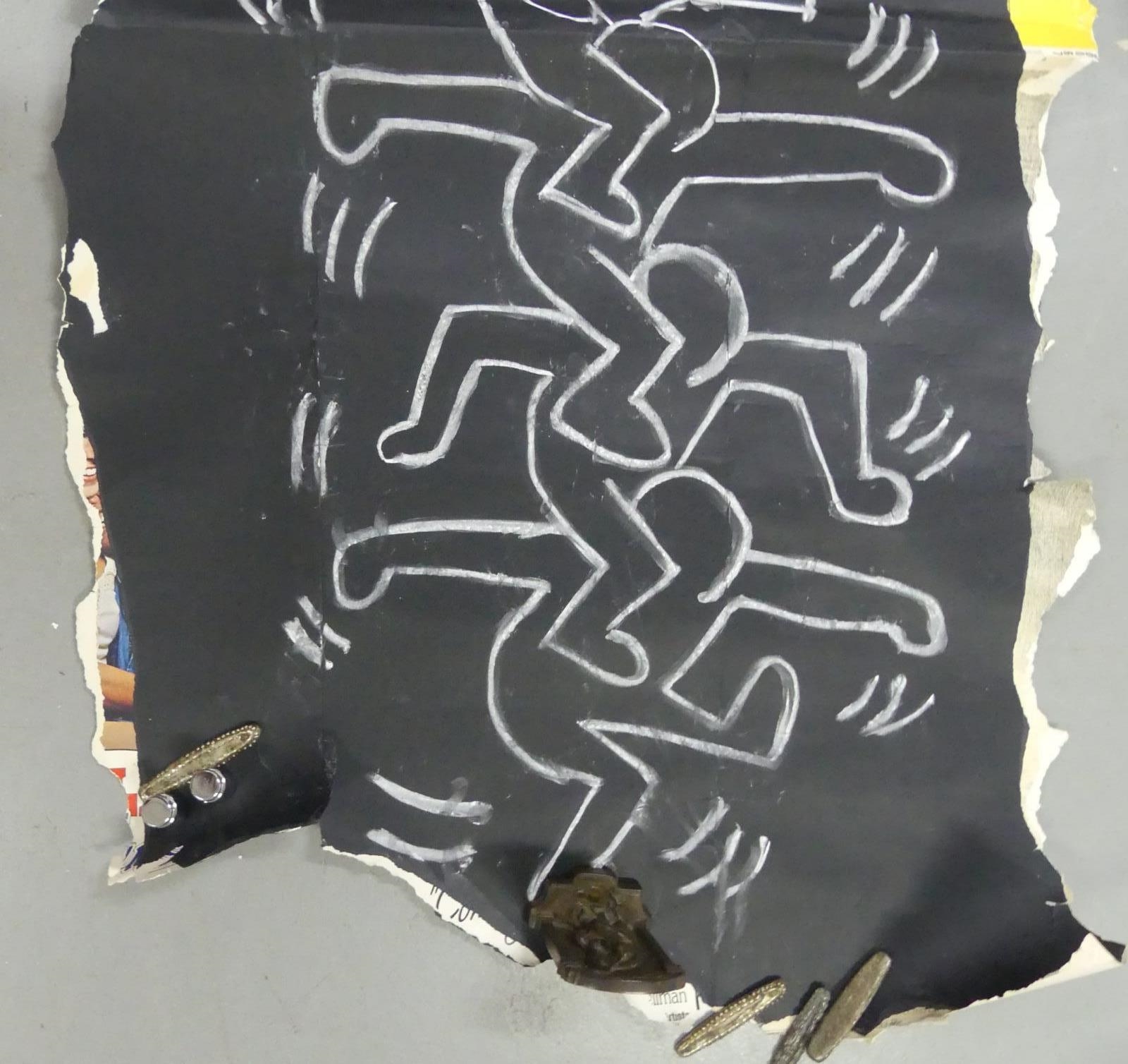 Keith Haring | Subway Series chalk drawing on black paper attributed to ...