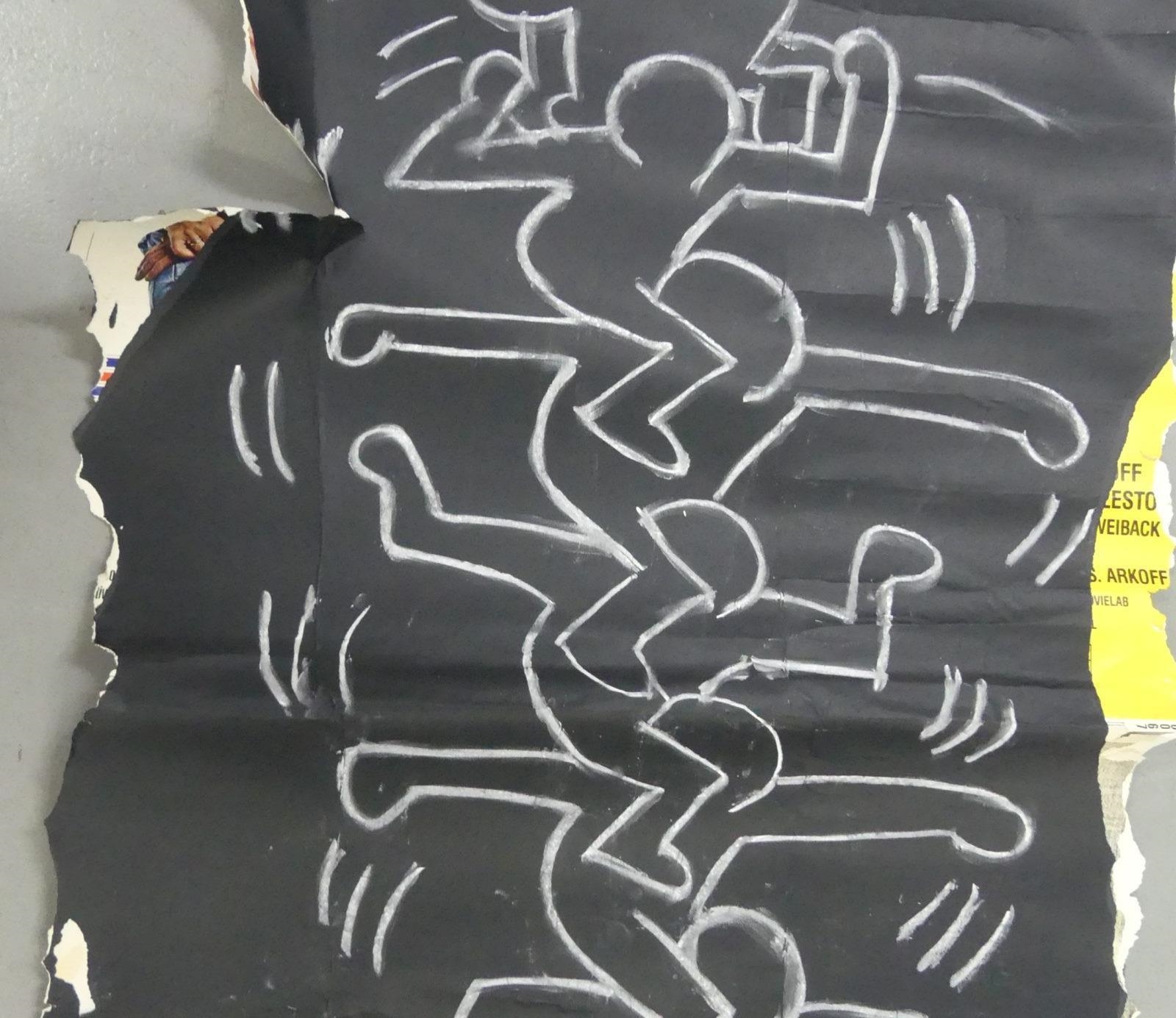 Keith Haring | Subway Series chalk drawing on black paper attributed to ...