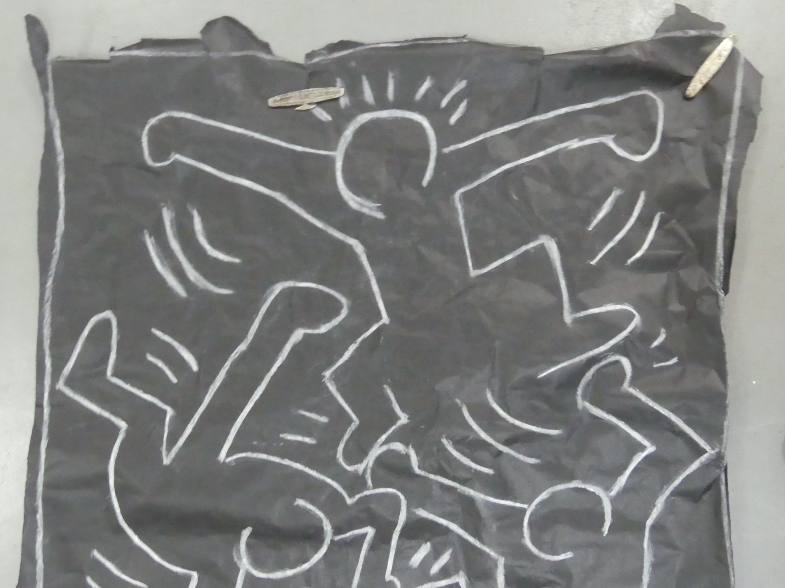 Keith Haring | Subway Series chalk drawing on black paper attributed to ...
