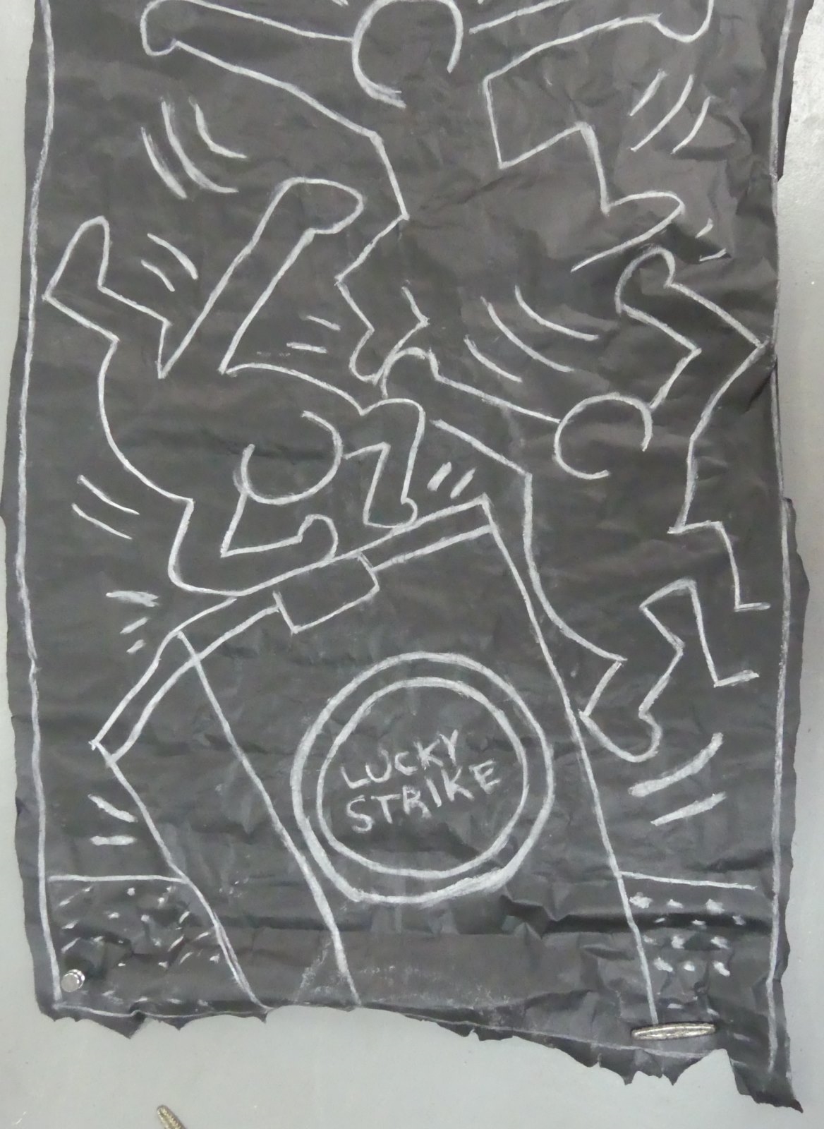 Keith Haring | Subway Series chalk drawing on black paper attributed to ...