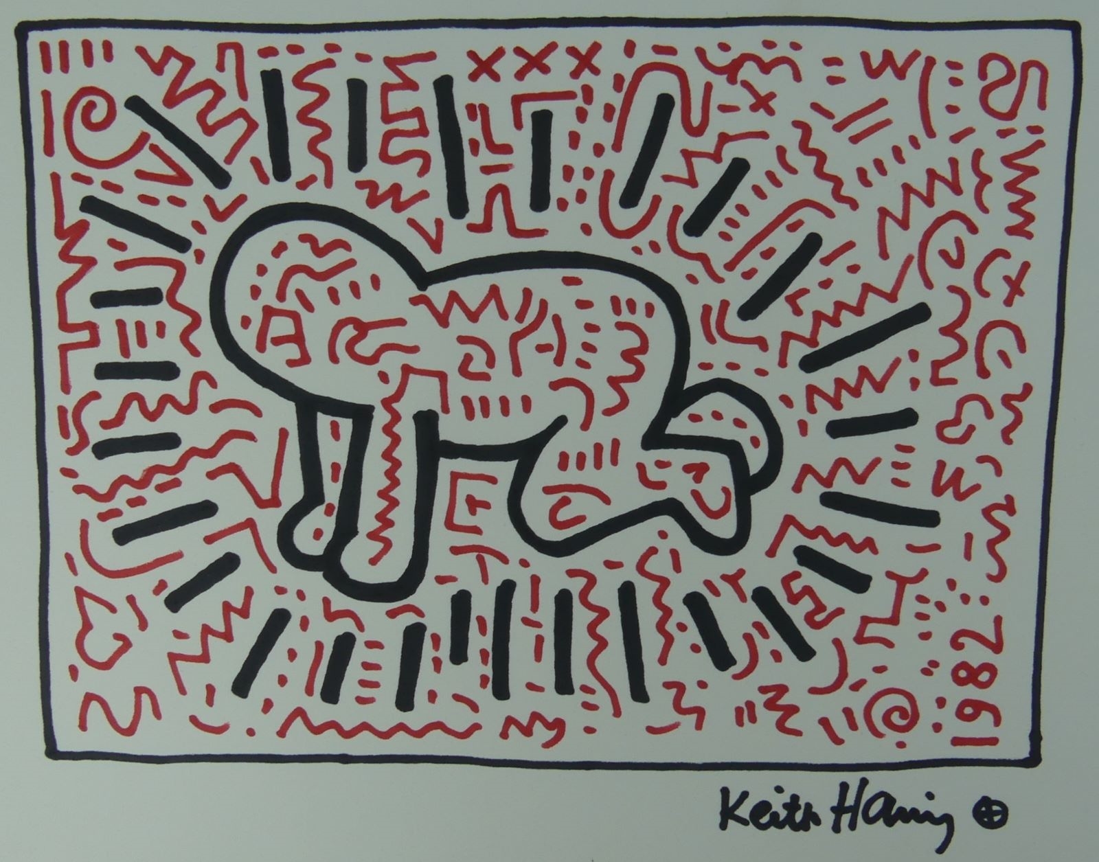Keith Haring | Manner of Keith Haring marker drawing on paper depicting ...