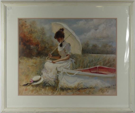 Richard Tolan | WOMAN w UMBRELLA | MutualArt