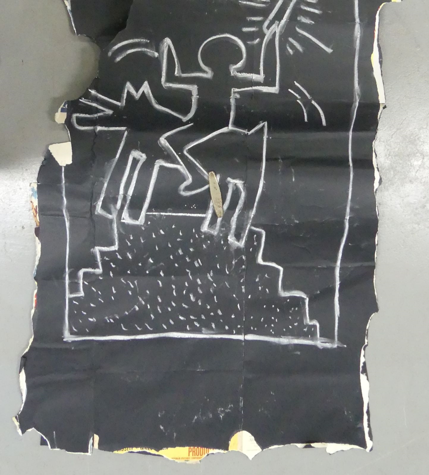 Keith Haring | Subway Series chalk drawing on black paper in the manner ...