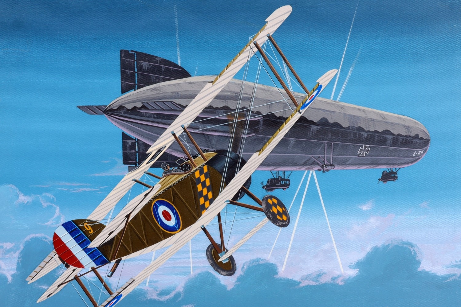 Raymond Waddey | SOPWITH CAMEL ENGAGING WITH A ZEPPELIN RAY WADDEY ...
