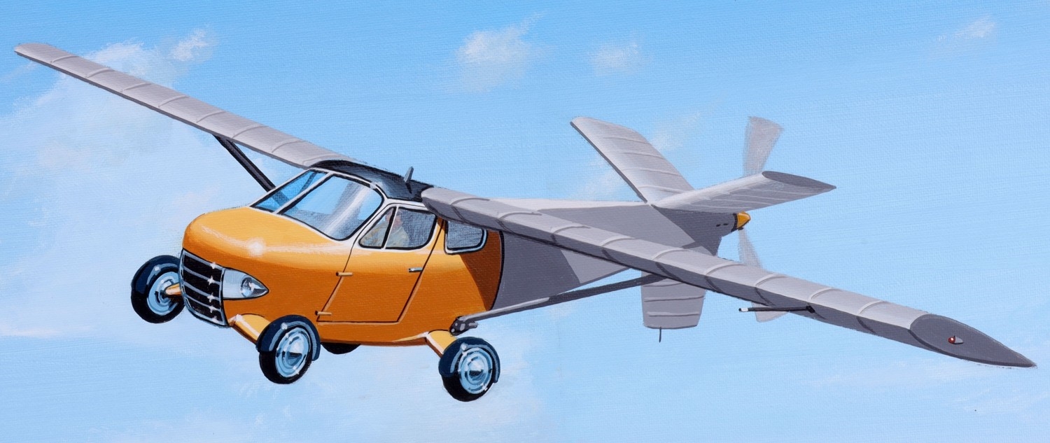 Raymond Waddey | PORTRAIT DEPICTING A FLYING CAR TWO SCENES WADDEY ...