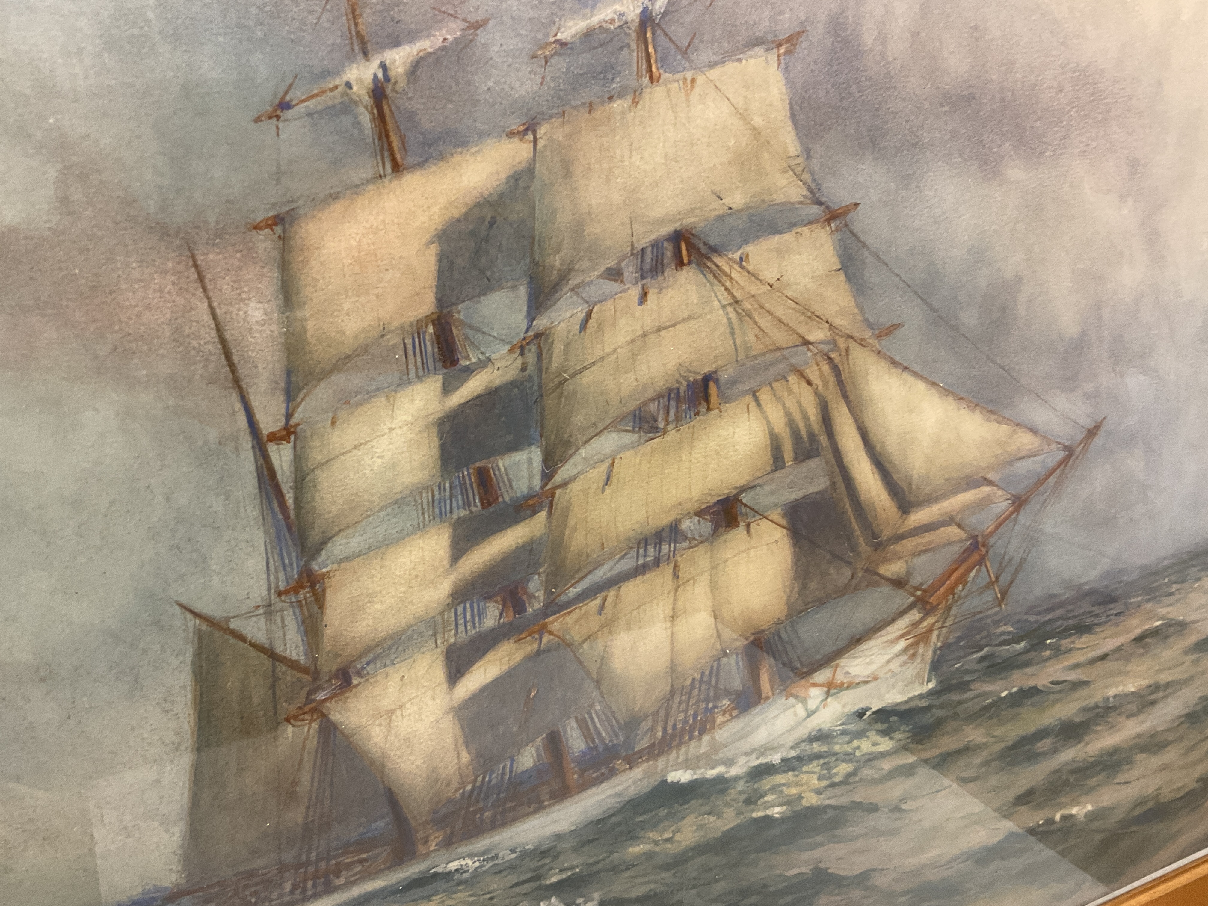 Hely Augustus Morton Smith | Masted billowing vessel at sea with ...