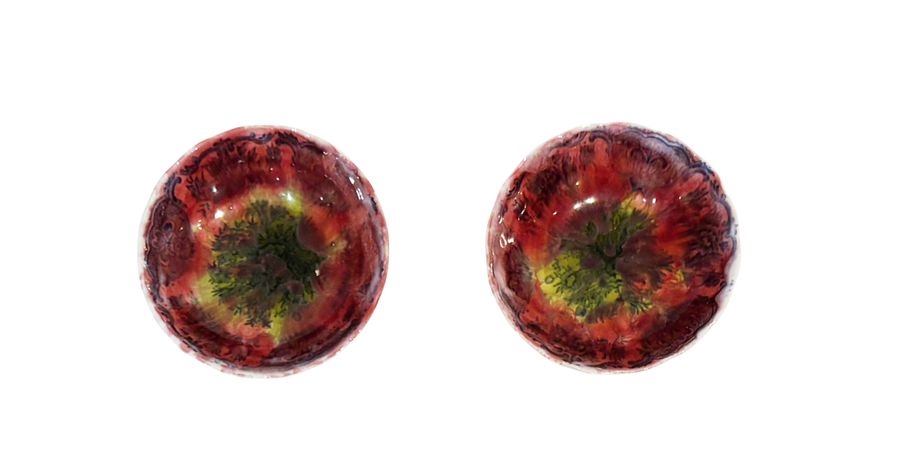 Alice Colonieu | A suite of two circular earthenware voids. Raspberry ...