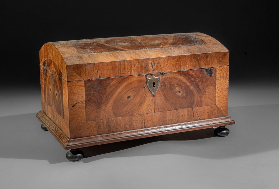 Large | Large rectangular case with domed lid in two-tone walnut ven ...