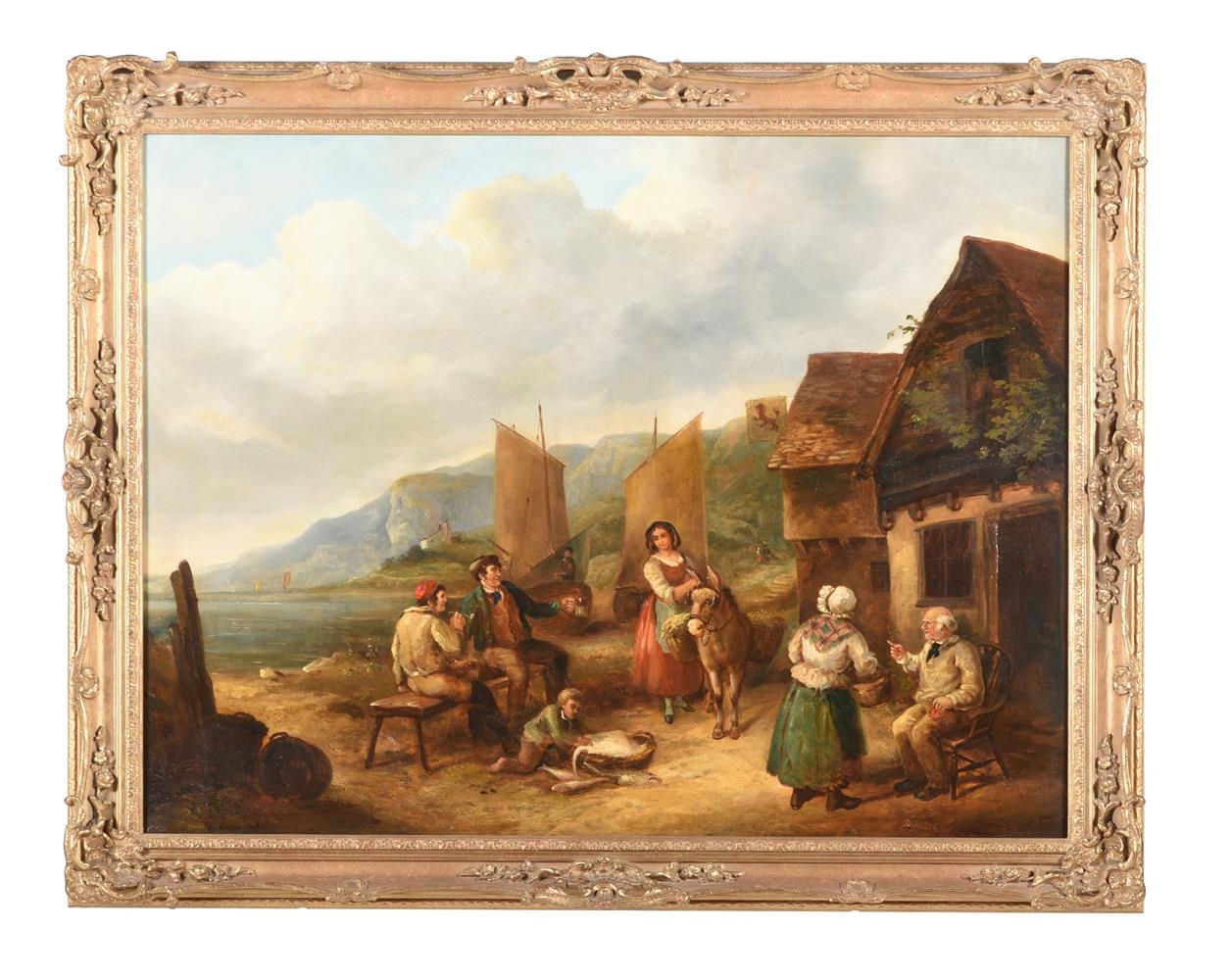 William Shayer Sr. | FAMILY GROUP WITH DONKEY BY THE RED LION INN ...