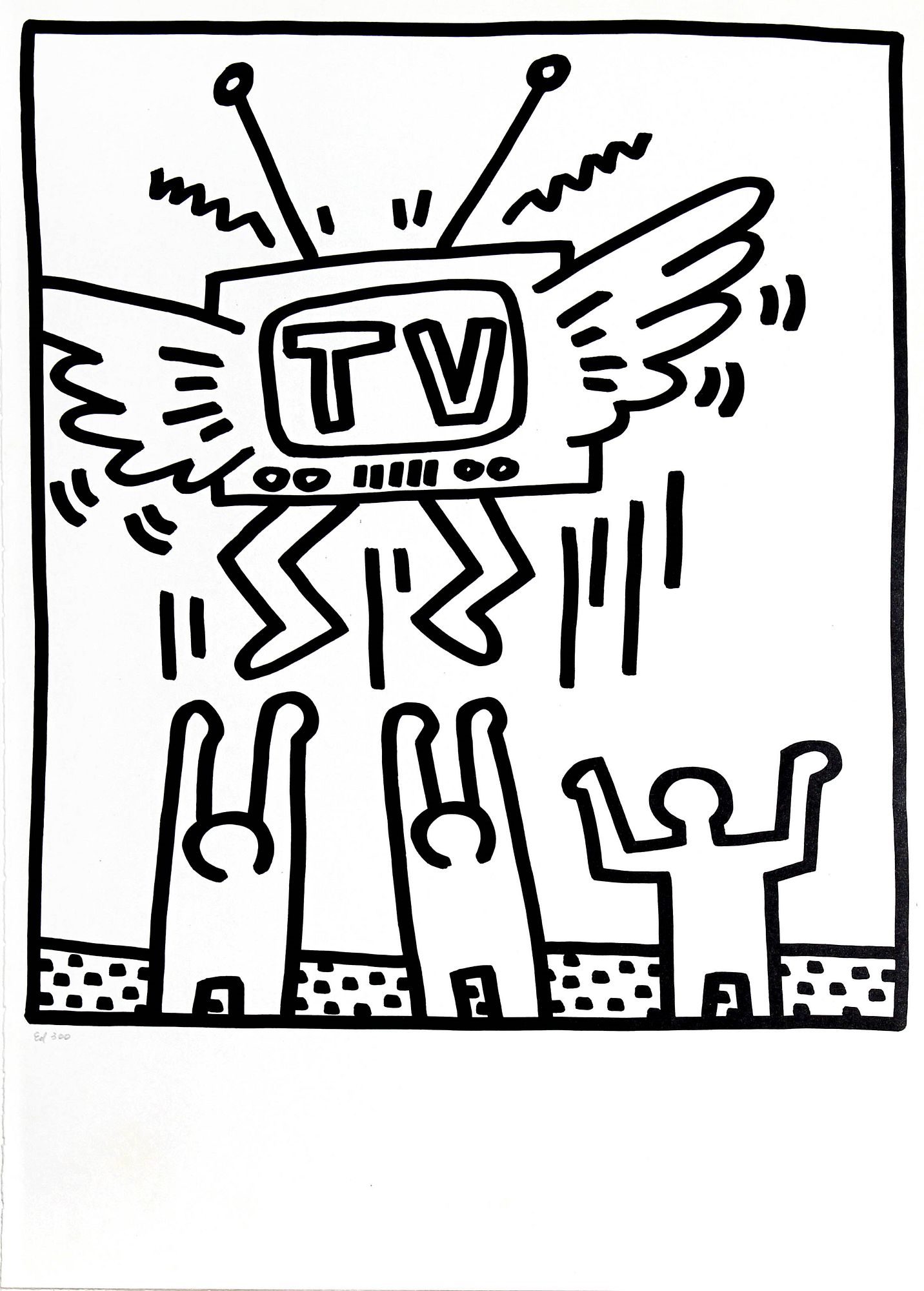 Keith Haring | TV Angel (from Lucio Amelio Suite (1983) | MutualArt
