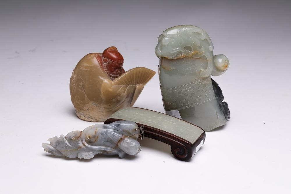 Silver | FOUR JADE/HARD STONE ITEMS (19th Century 20th Century) | MutualArt