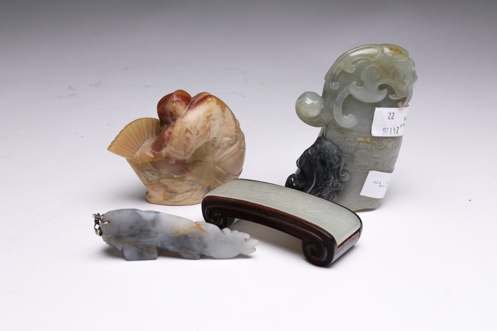 Silver | FOUR JADE/HARD STONE ITEMS (19th Century 20th Century) | MutualArt