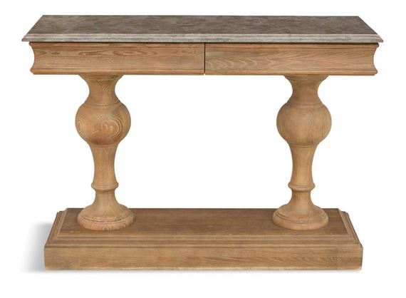Above | Arhaus Marble-Top Limed Oak Console Table | MutualArt