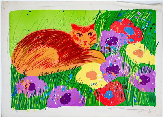 Walasse Ting | Cat In The Garden 1981 | MutualArt