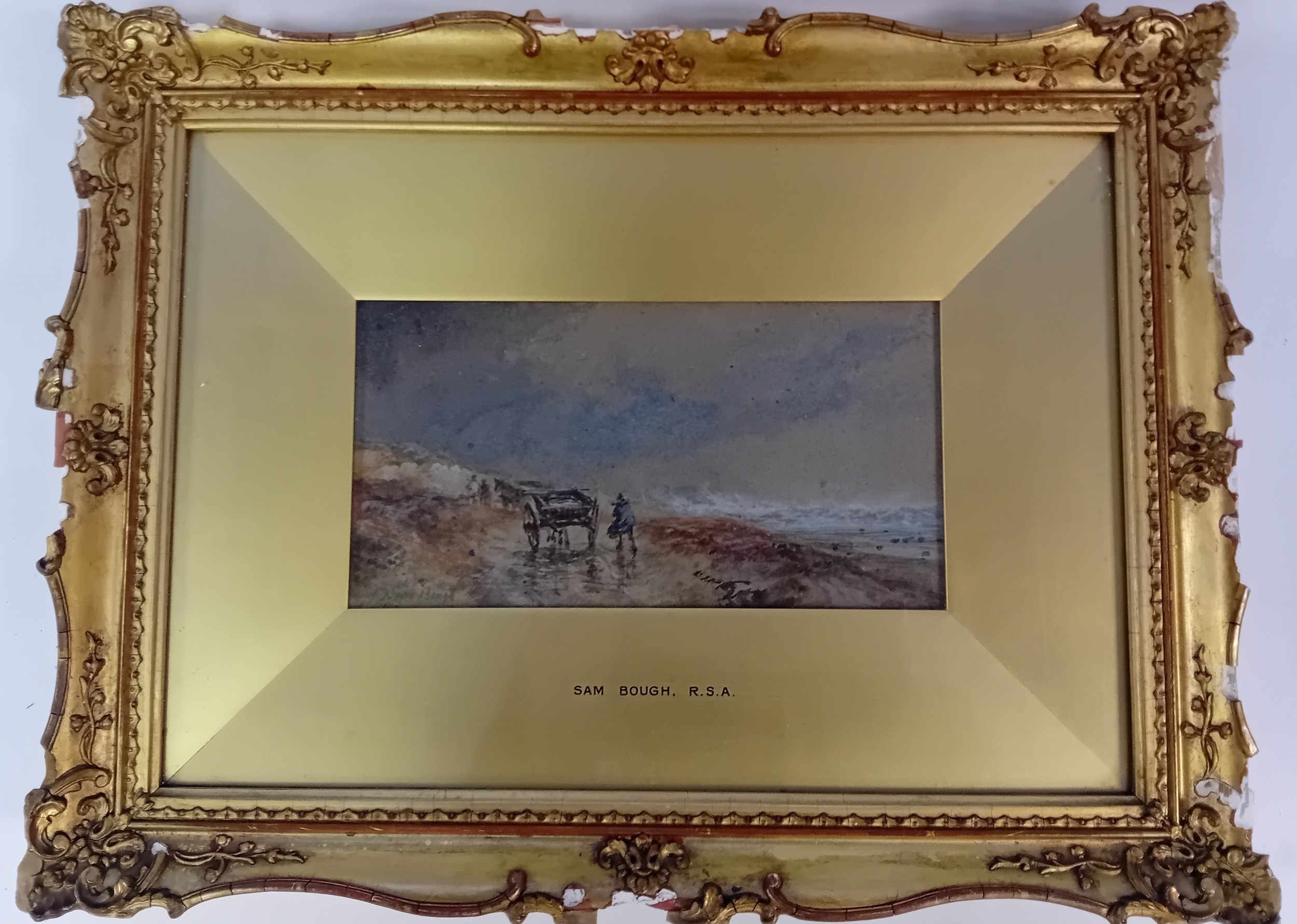 Sam Bough | Man and Cart, sea view | MutualArt