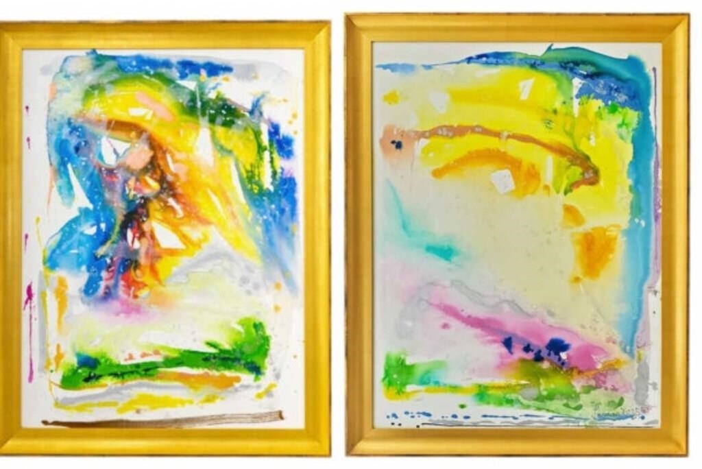 Howard Lamar | B. 1950) - Two original oil on canvas abstract paintings ...