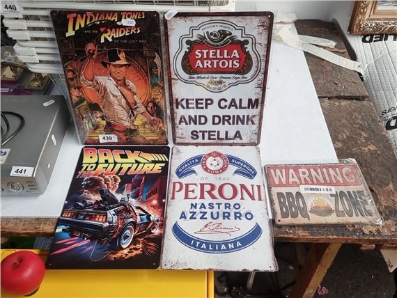Joseph Stella | A collection of five retro-style wall signs, featuring ...