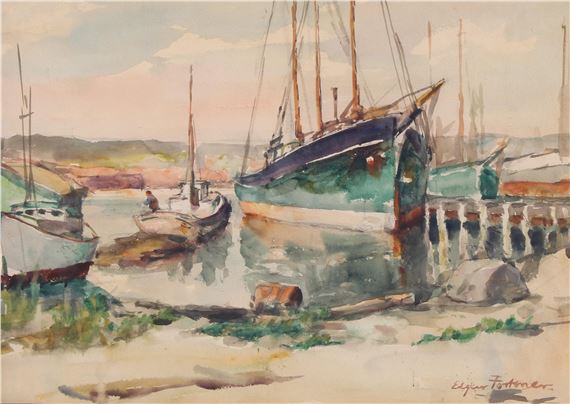 J. Edgar Forkner | West Coast Harbor Scene | MutualArt