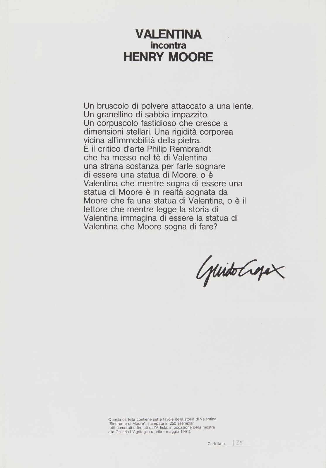 Guido Crepax | VALENTINA INCONTRA HENRY MOORE, 1991 (1991) | MutualArt