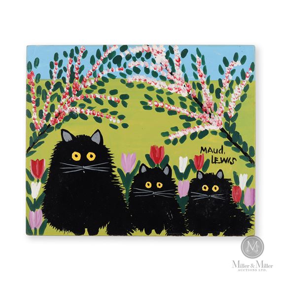 Maud Lewis | Maud Lewis Three Black Cats (1965) | MutualArt