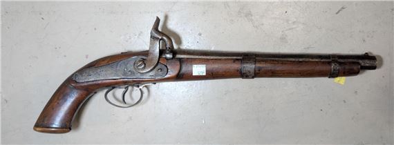 Large | A large percussion cap pistol stamped on lock plate | MutualArt