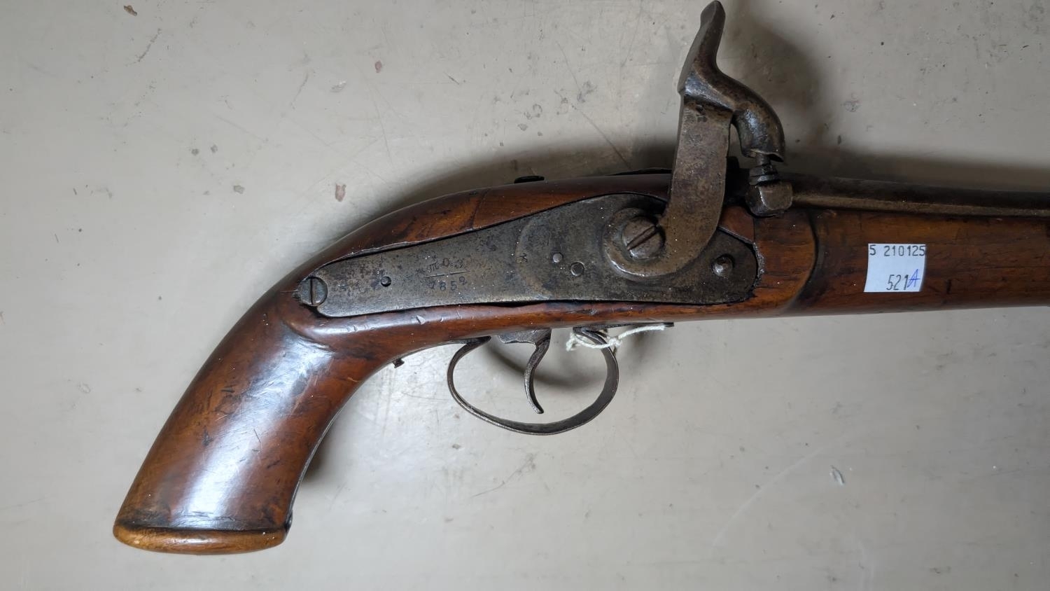 Large | A large percussion cap pistol stamped on lock plate | MutualArt