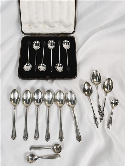 Coffee | A cased set of silver coffee bean spoons and a selection of ...