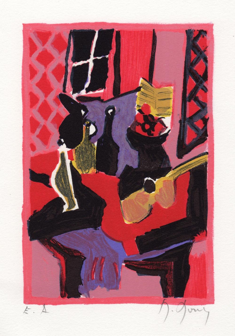 Marcel Mouly | Marcel Mouly Hand signed Lithograph Musician's Bedroom ...