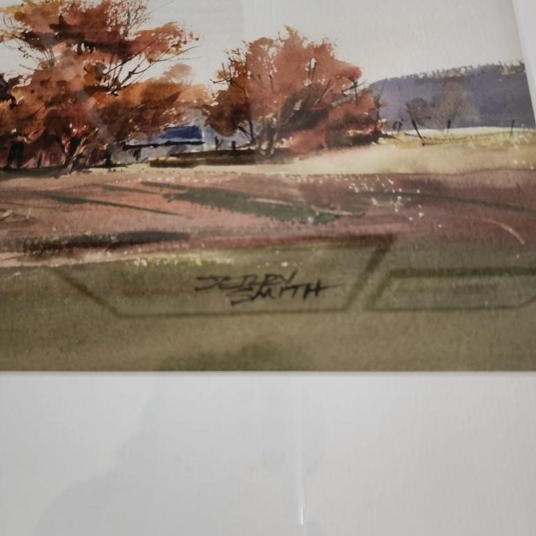 Jerry Smith | Jerry Smith watercolor, Autumn Farmstead | MutualArt