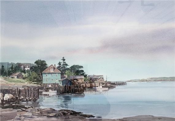 Jerry Smith | Jerry Smith Watercolor, Stonington Summer | MutualArt