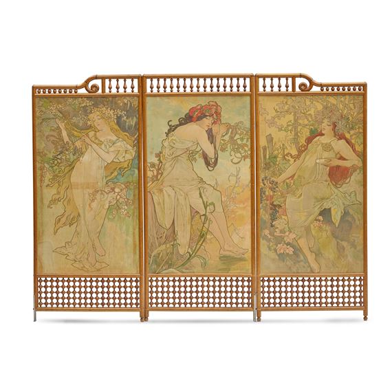 Alphonse Mucha | Three Panel Screen of the Four Seasons | MutualArt