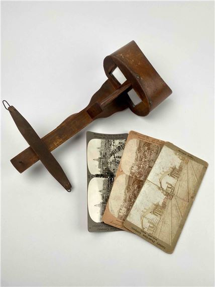 Block | Antique Wooden Stereoscope and 3 Slides (1874) | MutualArt