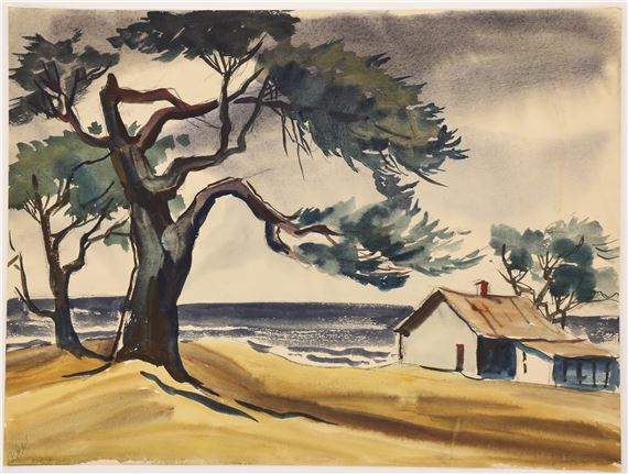 Jule Kullberg | Jule Kullberg ''Coastal Landscape'' Watercolor on Paper ...