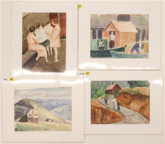 Arthur Runquist | 4pc Arthur Runquist Landscapes with Figures ...