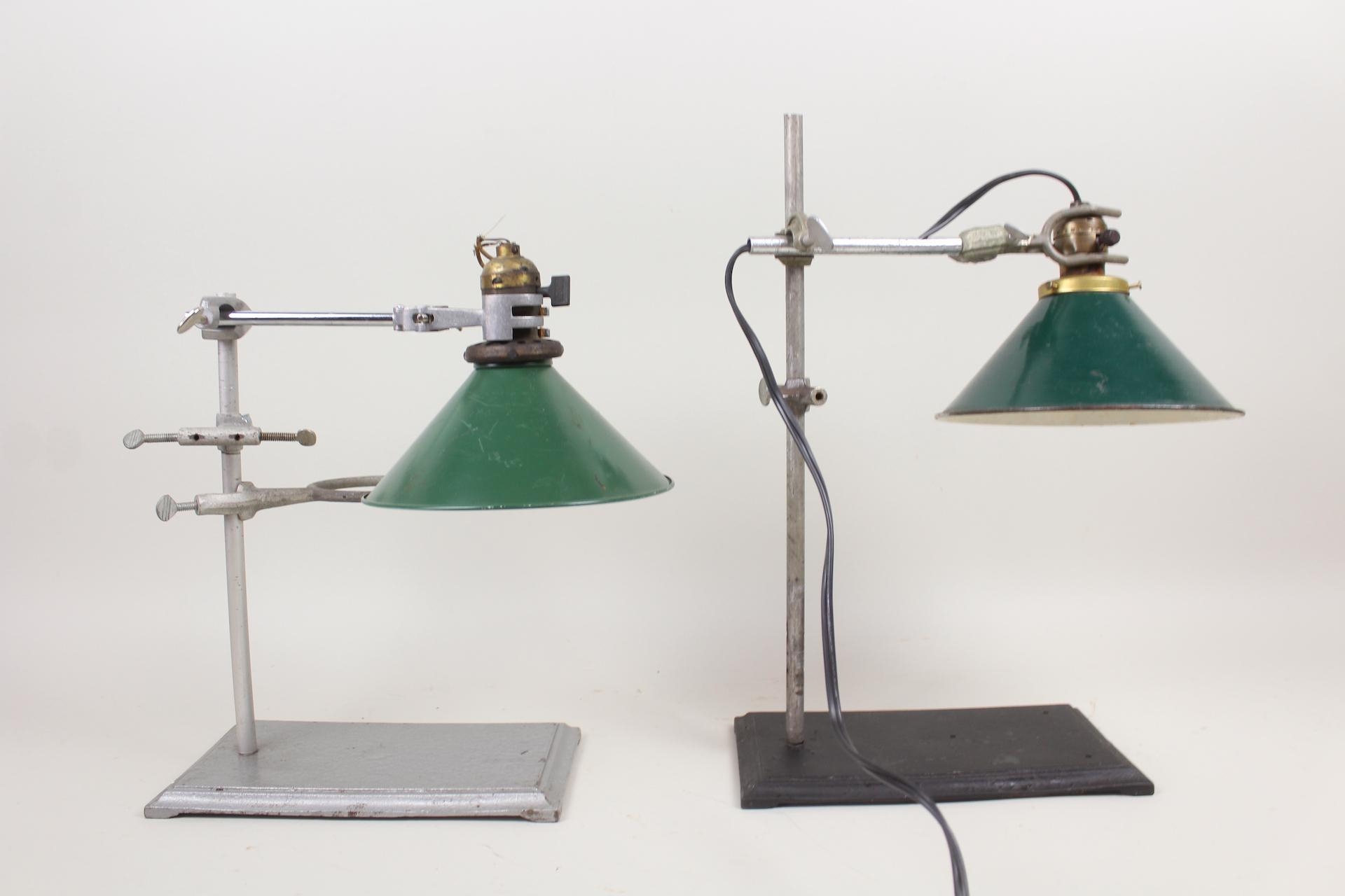 Green | Pair of Industrial Science Lab Lamps | MutualArt