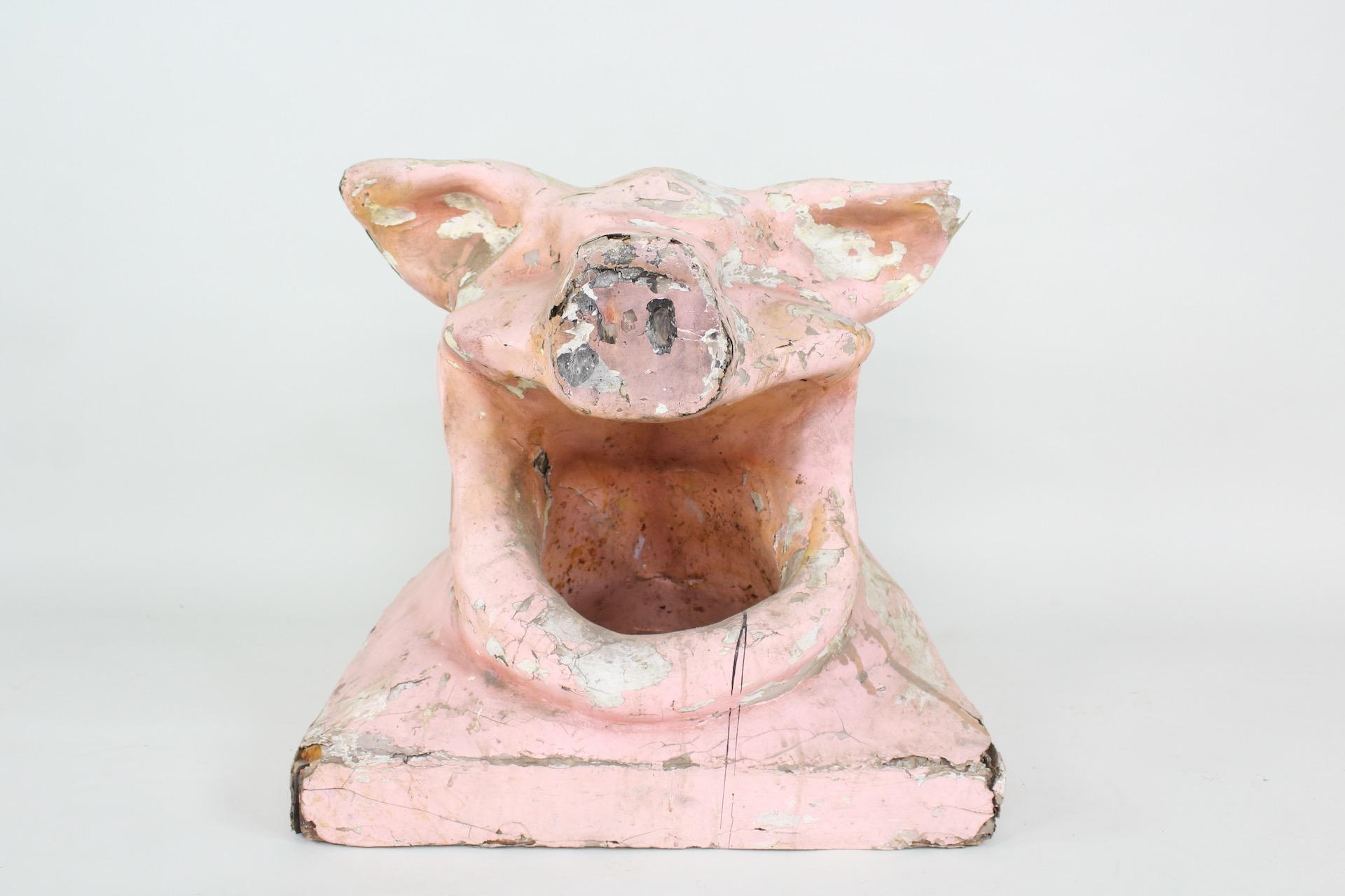 Large | Carnival Fiberglass Pig Head Sculpture | MutualArt